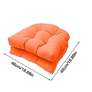 JhLwARes Outdoor Chair Cushions 19"x19"Waterproof U Square Tufted Patio Seat Cushion Thickened Wicker Chair Cushions for Patio Furniture Round Corner Garden Lounge Chair Overstuffed Mats,Orange