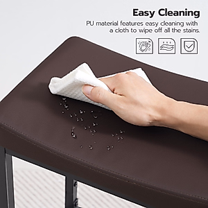 HOOBRO Bar Chairs, Set of 2 Counter Height Saddle Stools with Curved Surface, 24.8 Inches, 2.4" Thick Upholstery, for Kitchen and Dining Room, Brown and Black BC10BY01