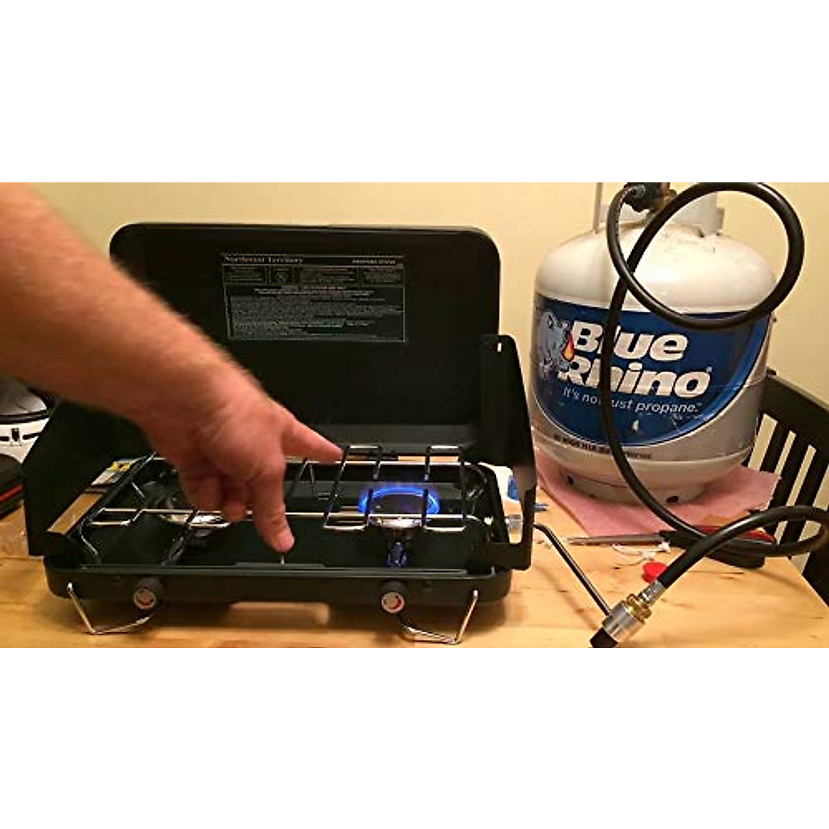 Hiland GA09 Propane Tank Adapter Hose 10 Ft, w/Adapters, Black, One Size Fits All, Black