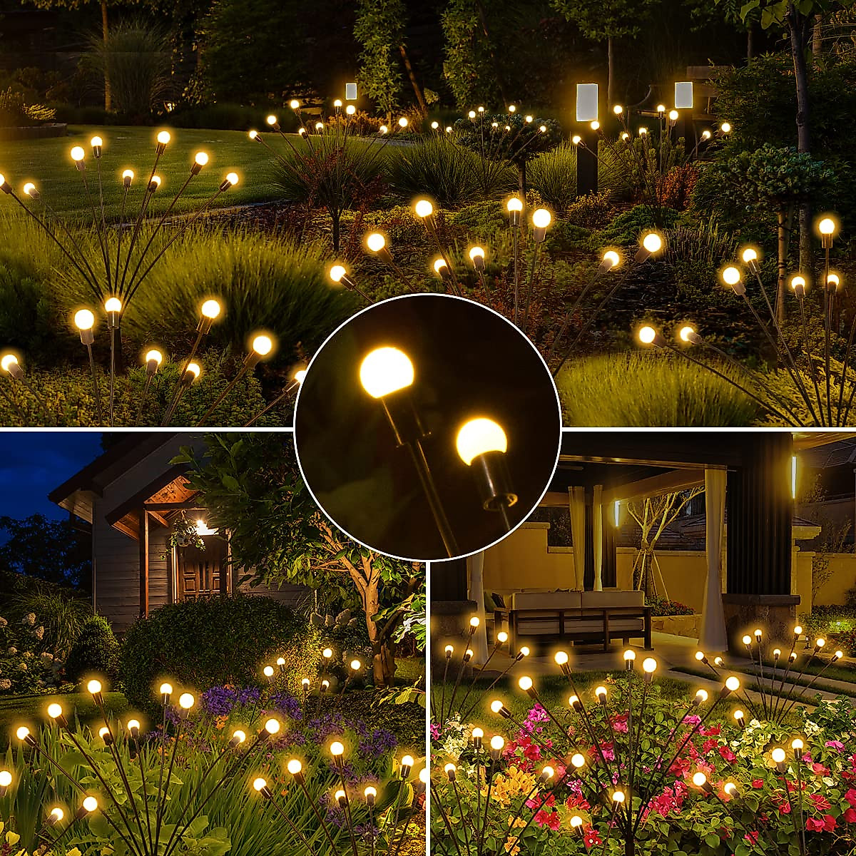 Solar Lights for Outside, 6Pack Solar Firefly Lights Outdoor Waterproof for Garden Decor, 8LED Solar Garden Lights Fairy, Swaying Solar Powered Firefly Yard Lights for Patio Decorations