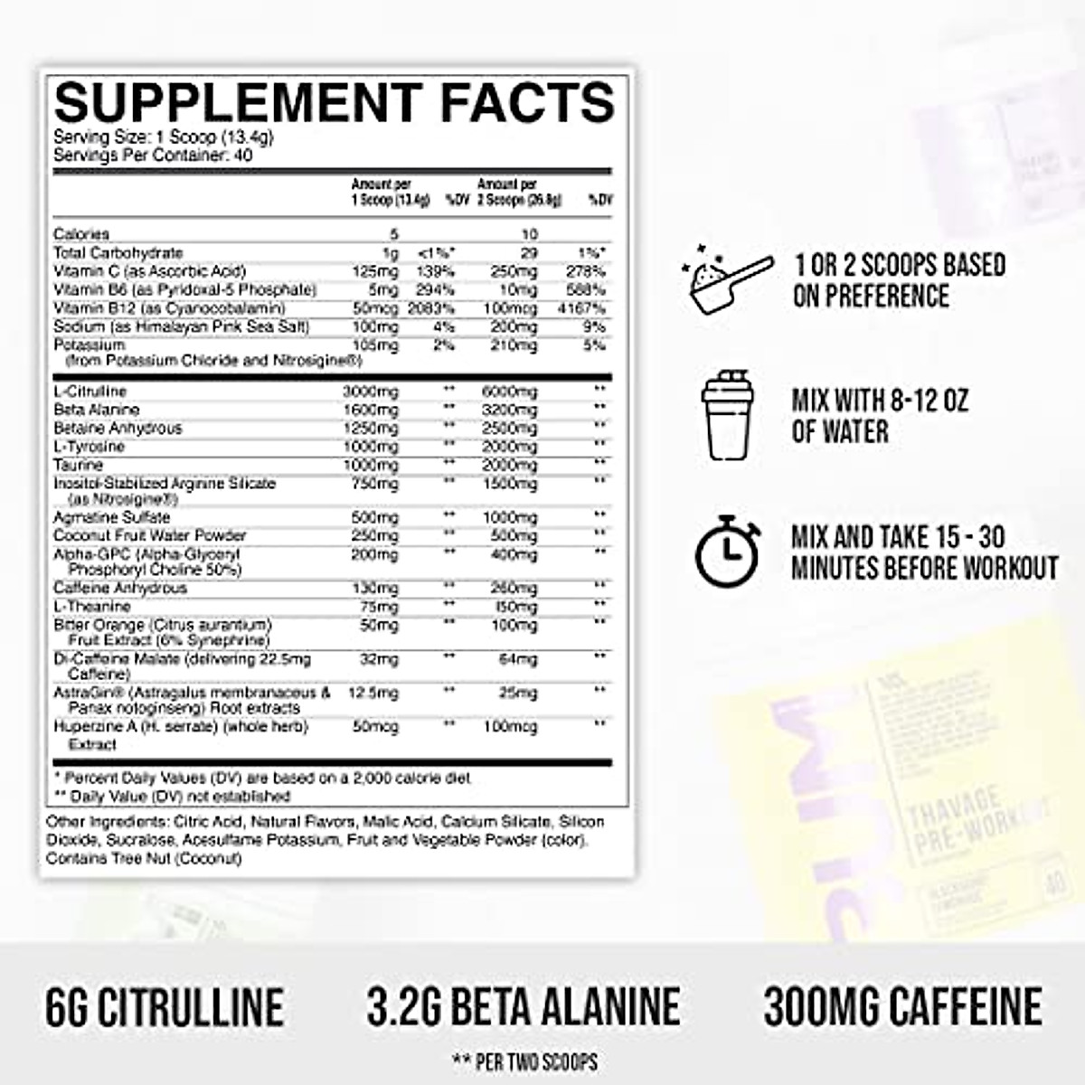 RAW Pre Workout Powder, Thavage (4 Peat) - Chris Bumstead Sports Nutrition Supplement for Men & Women - Cbum Preworkout for Working Out, Hydration, Mental Focus & Energy - 40 Servings