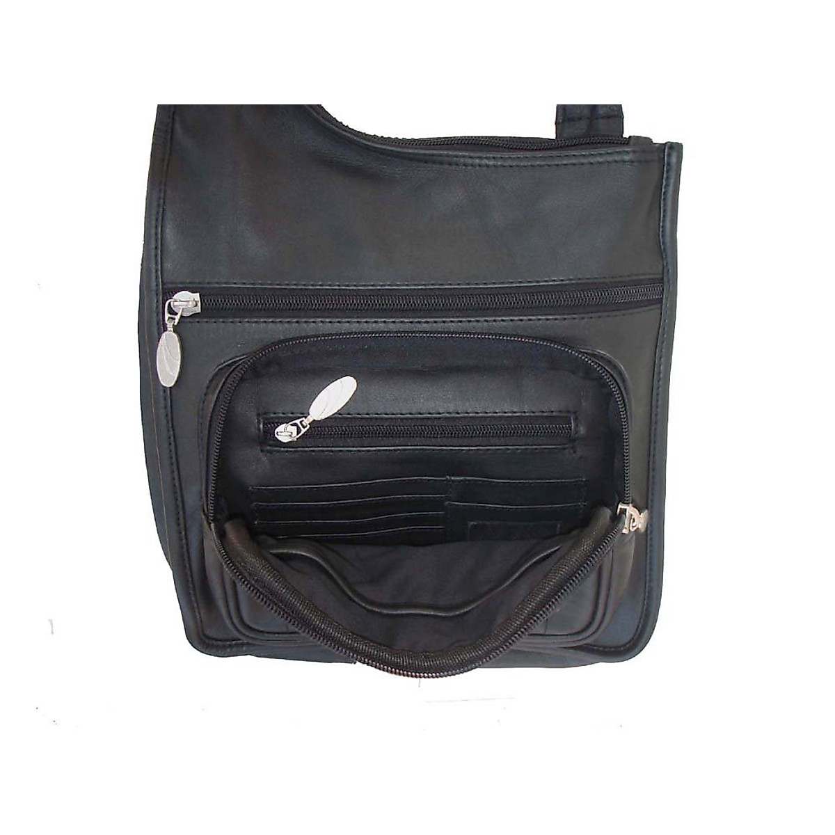 Conceal and Carry Black Leather Purse Compact Design but Highly Efficient includes Built-in Wallet and Locking Zipper for weapon security "The Lisa"