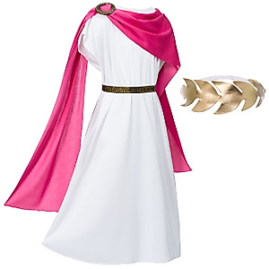 TOGROP Greek Toga Costume for Kids Girls Ancient Greece Mythos Philosopher Rome Nobility Cosplay 2-7 Years