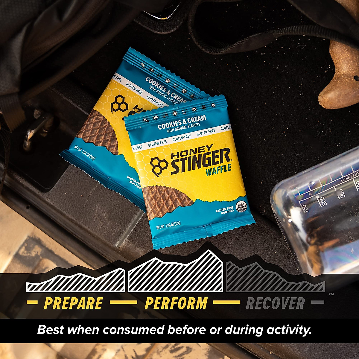 Honey Stinger Organic Gluten Free Cookies & Cream Waffle | Energy Stroopwafel for Exercise, Endurance and Performance | Sports Nutrition for Home & Gym, Pre and Post Workout | 12 Waffles, 12.72 Ounce