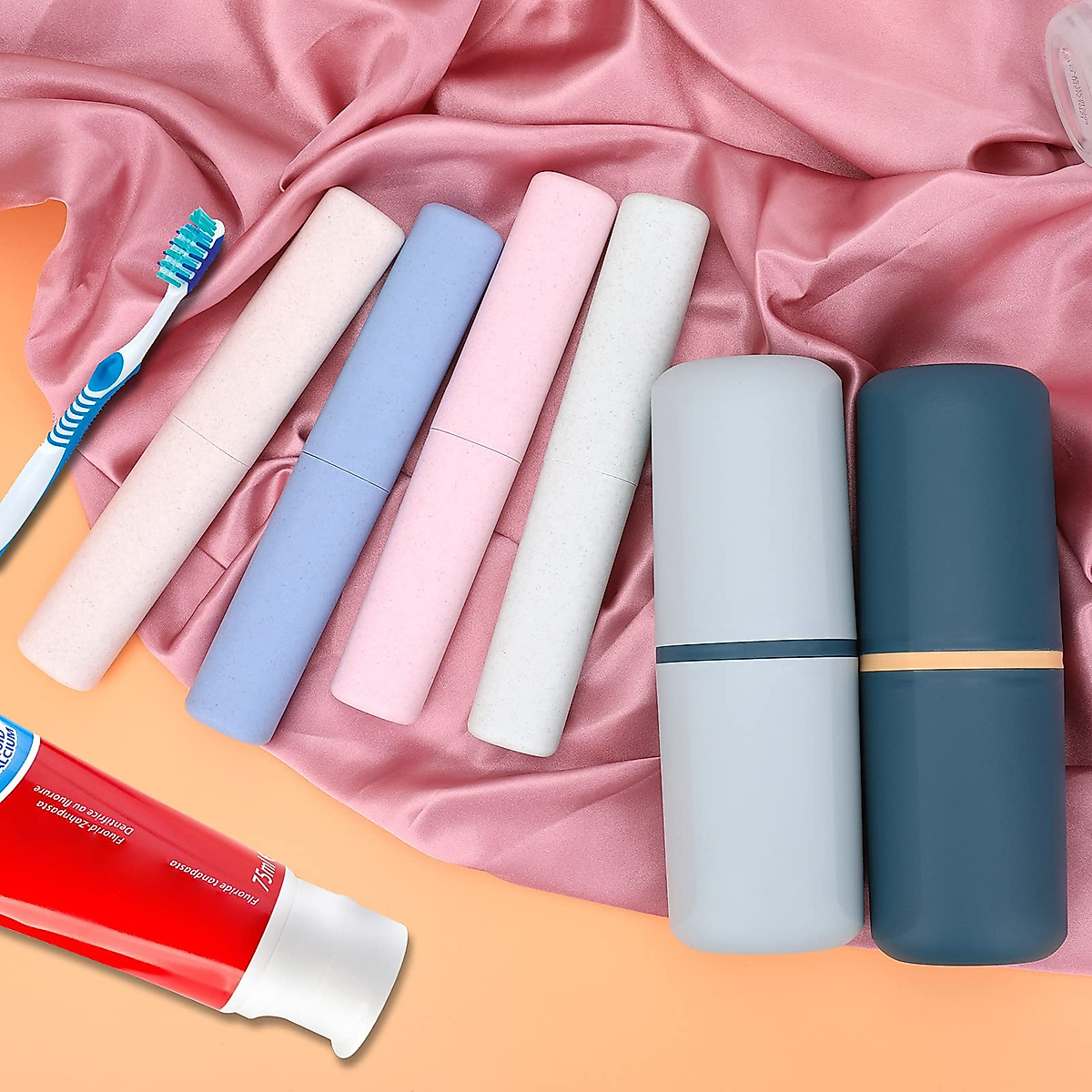 CEE 8 Pack Travel Toothbrush Case & 2 Pack 3 in 1 Travel Toothbrush Cup Case Box, Plastic Breathable Portable Toothbrush Holder Toothpaste Storage Box Cup for Travel, Business, Home, Camping, School