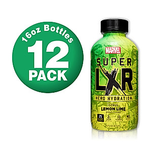 AriZona x Marvel Super LXR Hero Hydration - Citrus Lemon Lime - 16oz (Pack of 12) – Low Sugar Sports Drink, Perfect for Athletes, Vitamins and Natural Flavors - Thirst Quencher