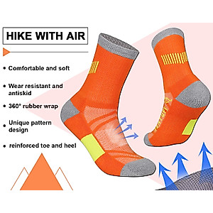 Heatuff Womens 6 Pack Hiking Crew Socks Performance Athletic Cushion Outdoor Trekking Sock