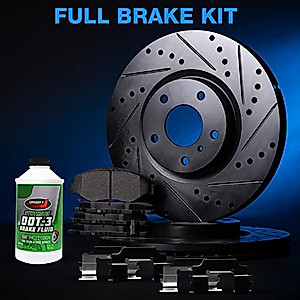Power Sport Front Brakes and Rotors Kit |Front Brake Pads| Brake Rotors and Pads|Ceramic Brake Pads and Rotors|Hardware Kit BBC1.42129.42