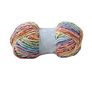 Clisil 300gram 196yardx3 Gradient Velvet Yarn Crochet Knitting Dyed Rainbow Velvet Headband Hat Scarf Sweater Pillow Blanket Wrap DIY Soft Luxury Velvet Chenille Yarn Craft Yarn