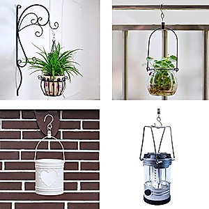 Oubest 50 Pcs S Hook with Clip for Hanging Halloween/Christmas/Party Ornaments-Curtain Clips/String Lights Hangers -Heavy-Duty Nickel-Plated Steel for Indoor/Outdoor Utility & Decor