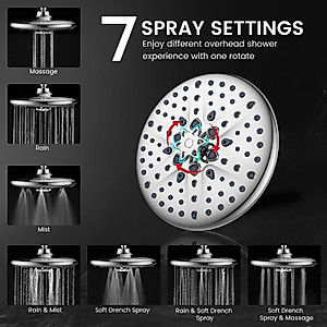 FEELSO 10" High Pressure Shower Head Combo with Handheld Spray, 16 Settings, 11" Adjustable Arm, ON/OFF Pause Switch