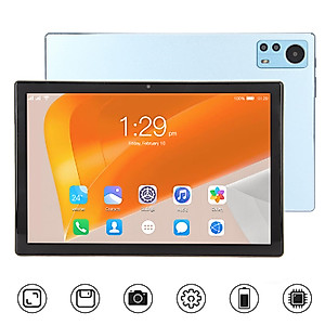 DAUZ 10.1 Inch Tablet, Blue 5G WiFi 8GB 256GB Tablet 100-240V 8 Core CPU Fast Charging Support with Mouse for Travel (US Plug)