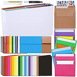 108 Sets 18 Colors A2 Invitation Envelopes Peel & Press Self Seal 4 3/8 x 5 3/4 Envelopes with Blank A2 Folded Cards Notecards for Wedding Shower RSVP Return Announcement DIY Greeting Cards Making