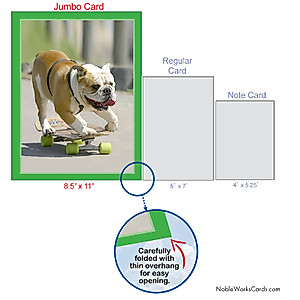 NobleWorks - Hilarious Happy Birthday Card with Envelope (8.5 x 11 Inch) - Funny Animal Greeting Card From All Of Us - Skating Bulldogs - Green Wheels J9517EBDG-US