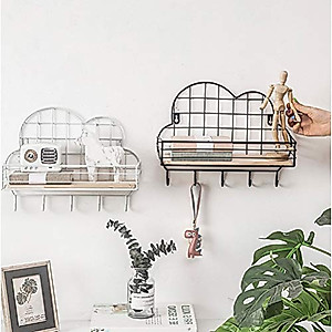 STOBOK Hanging Storage Shelves Cloud Shape Wall Hanging Storage Rack, Metal Wall Mount Organiser Floating Shelves Wall Mount Organiser Cloud Shelves Display Rack for Home Decor White