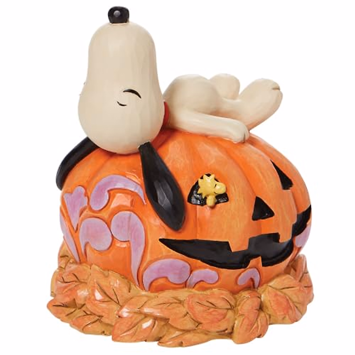 Enesco Peanuts by Jim Shore Halloween Snoopy Laying on Carved Pumpkin Figurine, 5.5 Inch, Multicolor