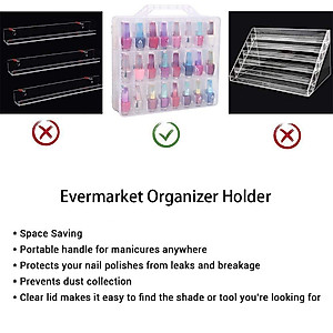 Nail Organizer Holder,Portable Universal Clear Double Side Organizer and Thread Storage Case for 48 Bottles Adjustable Dividers Space Saver