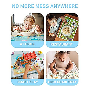 Disposable Placemats for Baby - Kids Placemat That Stick on Dining Table at Restaurant, Travel Essentials for Toddlers Table Mat - Assorted 40 Pack with 3 Designs