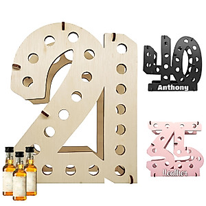Lumber Reveal USA Mini Liquor Bottle Display Shelf | 21st Birthday Decorations For Him or Her | 21st Birthday Gifts for Her or Him | Available In Three Colors | 21 Assembly Required Natural