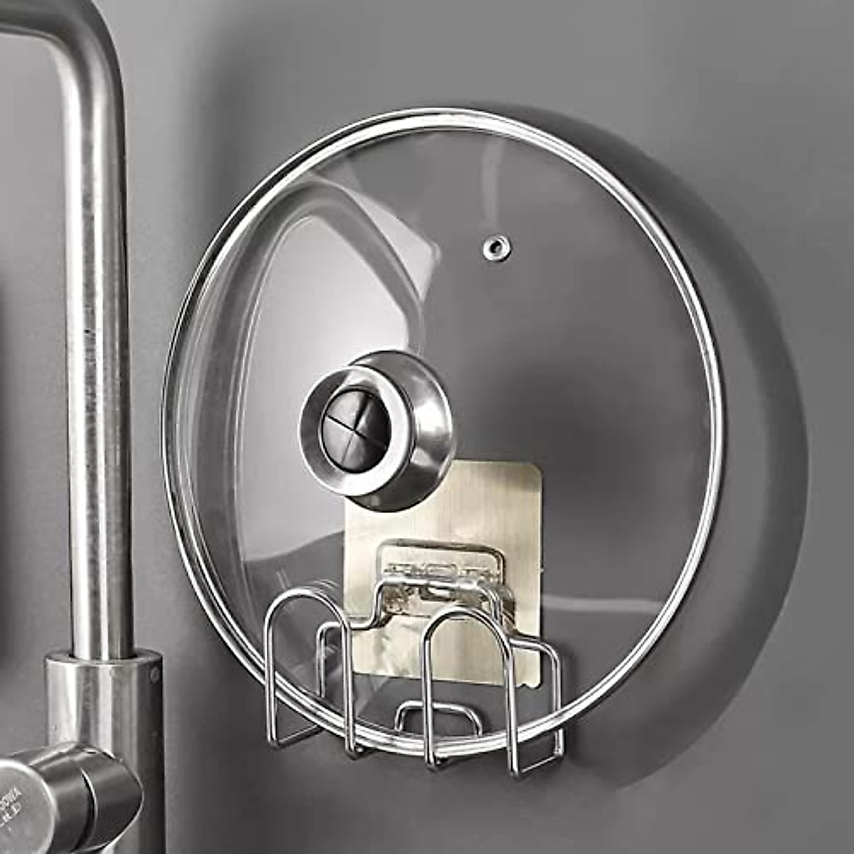 WNPXQNT 2 Pcs Wall Mounted Pot Lid Holder, Stainless Steel Cutting Board Holder, Pot Lid Rack Rest Stand, Lid Organizer Pot Hangers for Kitchen,Bathroom, Cabinets