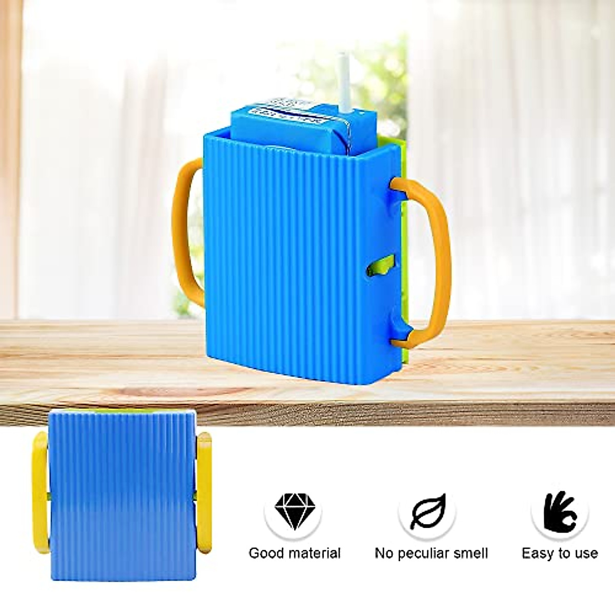 LIUHUIZEYU Children's Juice Box Holder Milk Box Holder Juice Bag Holder for Toddlers No Squeeze Adjustable Folding Food Pouch and Telescopic Cup Holder for Kids No Spill (blue)