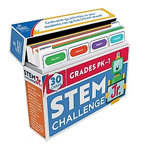 Carson Dellosa STEM Challenges, Jr. Learning Cards, 31 pc. Science Kits for Kids 4-6, STEM Kits for Kids 4+ Year Old, PreK-Grade 1 Hands-On Activity Cards for Plants, Animals, Weather and More
