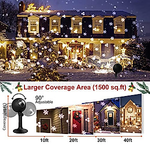 Christmas Projector Lights Outdoor Snowflakes Indoor Projection Snowfall Lights Xmas Show LED White Spotlight Waterproof for New Year Holiday Party Wedding House Garden Patio Outside Decorations, Black