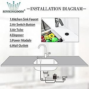 SINKINGDOM Garbage Disposal SinkTop Air Switch Kit with Long Button,Brass Made Cover,UL,Matte Black