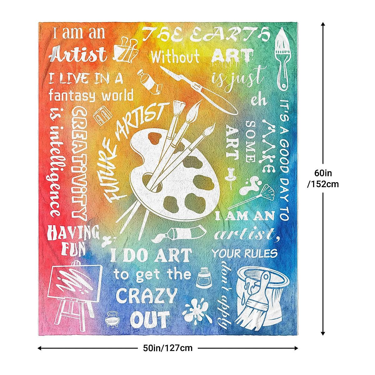 Muxuten Gifts for Artists - Artist Gifts Blanket 60"X50" - Art Teacher Gifts - Gifts for Artists Women - Art Gifts for Girls - Gifts for Painters - Drawing Gift, Birthday Gift for Art Lovers Teen Kids