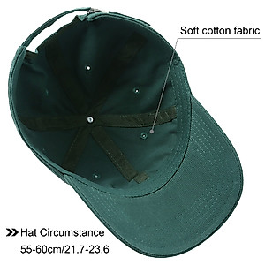 Lanzom Men Women Adjustable Baseball Cap Vintage Cotton Washed Distressed Hats Twill Plain Dad Hat with Ponytail (Dark Green, One Size)