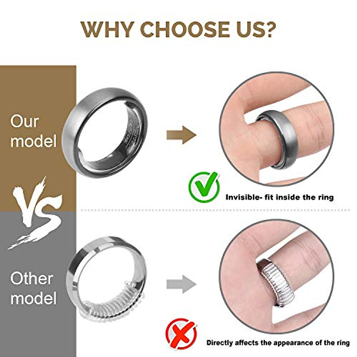 Feramox Ring Size Adjuster for Loose Rings 48 PCS Invisible Transparent Ring Sizer Adjuster Fit Wide Rings