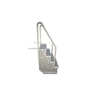 Confer Plastics Step-1X: Sturdy Above Ground Entry System with Dual Handrails and Slip-Resistant Steps, Easy Installation, Supports up to 400 lbs - Proudly Made in USA. Warm Grey with Grey Treads
