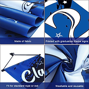 3 Pieces 2023 Graduation Banner Decorations, Class of 2023 Congrats Grad Porch Sign Hanging Banner Door Sign Welcome Decor Photo Props for College, High School Graduation Party Decorations (Blue)