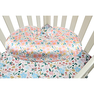 Satin Nursing Pillow Cover Set 2 Pack Ultra Soft Silk Compatible with Boppy Pillow for Breastfeeding Pillow Protect for Baby Hair and Skin Floral & Floral