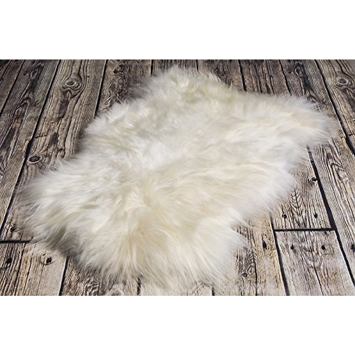 World of Leather White, Fluffy, Soft and Silky Genuine Icelandic Sheepskin Wool Rug wsi (M 44")