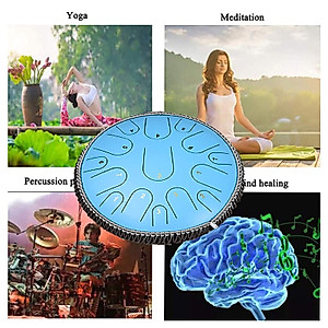 Steel Tongue Drum 15 Note 14 Inch Harmonic Tank Drum Handpan Drum Meditation Yoga Zen with Mallets Travel Bag for Beginner Music Lovers Gift (Color : Black)