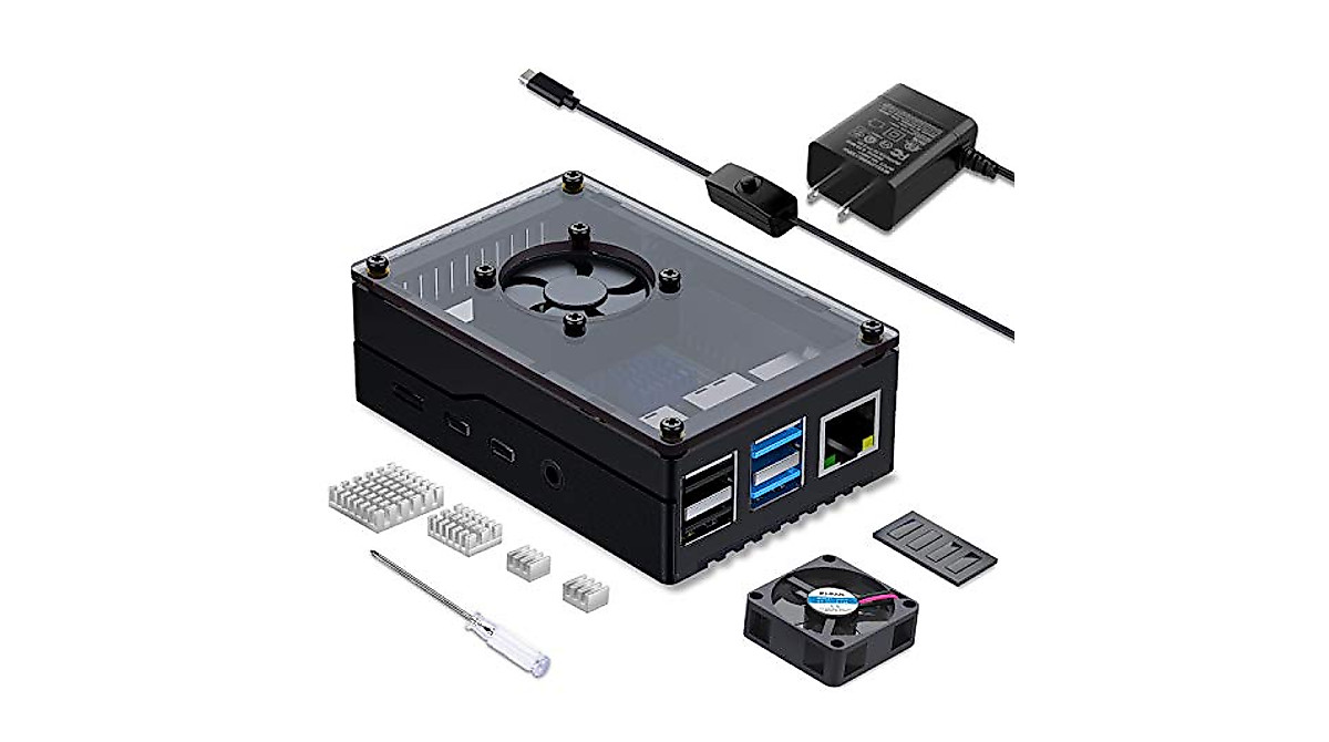 Smraza for Raspberry Pi 4 Case, Raspi 4B Case with Cooling Fan 35MM ...