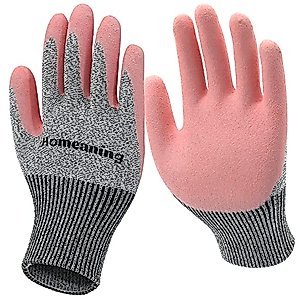 HOMEANING Gardening Gloves for Women and Men, Nitrile & Rubber Coated Protective Gloves, Garden Gloves Thorn Proof, Outdoor Work Gloves, Blue, Green, Grey, Pink (Medium, Rubber- 2 Pairs- Pink)