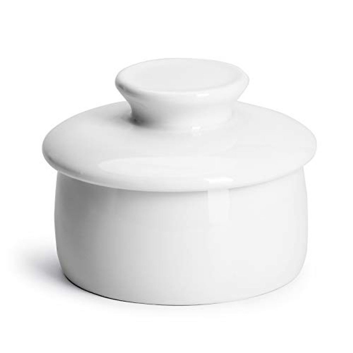 Sweese 317.101 Butter Crock Keeper with Water Line, French Butter Dish - Holds Up to 4oz East and West Coast Butter - Perfect Spreadable - Porcelain, White