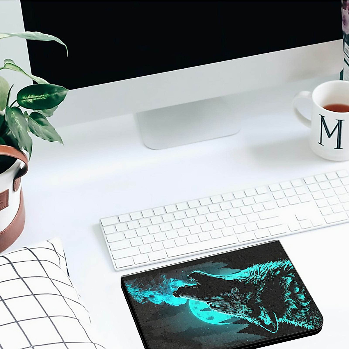 Case for Microsoft Surface Duo Case,Surface Duo Leather Case 2020,AIRWEE Ultra Slim Hard PC Back Case Protective Fold Cover Case for Microsoft Surface Duo,Howling Wolf