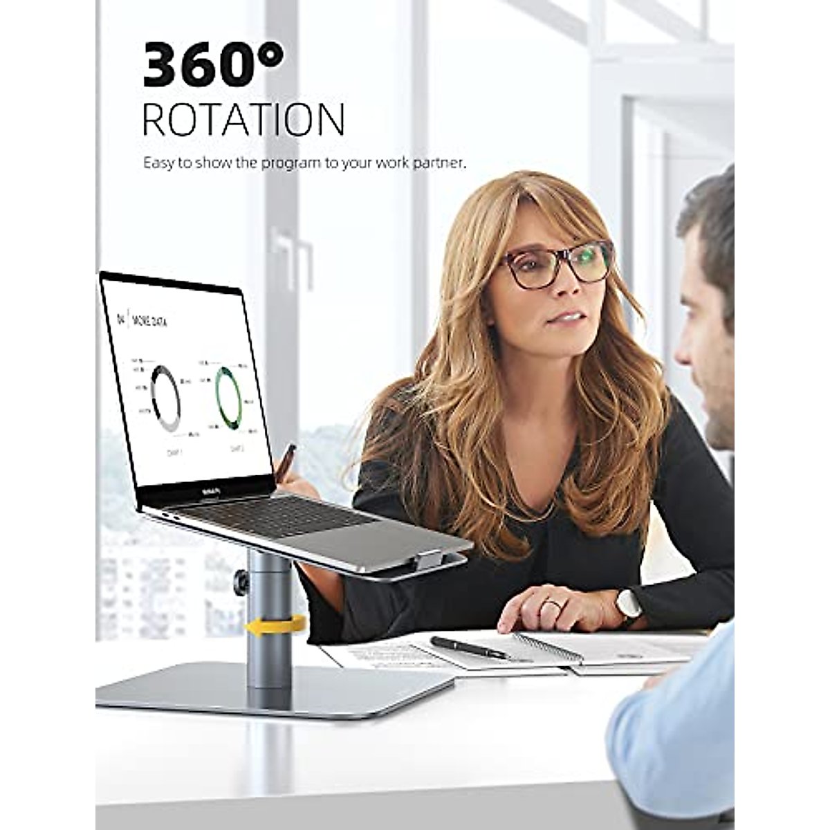 Lamicall Laptop Stand, Swivel Computer Holder Multi-Angle Height Adjustable, Ergonomic 360 Rotating Notebook Desk Riser, Compatible with 10-17" Laptop, Such as MacBook Air Pro, Dell XPS, HP, Gray