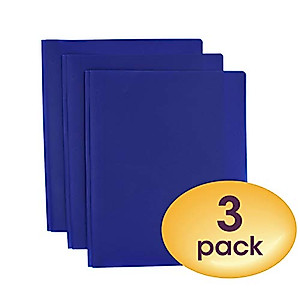 Smead Poly Two-Pocket Folder, Three-Hole Punch Prong Fasteners, Letter Size, Blue, 3 per Pack (87731)
