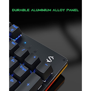 Black Shark RGB Mechanical Gaming Keyboard LED Backlit Wired Keyboard with Blue Switches, Fully Programmable, Anti-Ghosting 104 Keys for Desktop PC, Sixgill K2