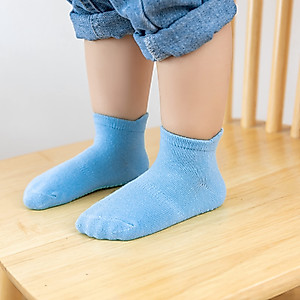 Dicry Toddler Non-Slip Ankle Socks Baby Anti-skid Grips Socks for Infant Kids (1-3T, Multi 12 Pairs)