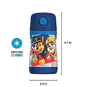 THERMOS Vacuum Insulated Stainless Steel 10oz Straw Bottle, PAW PATROL BOY