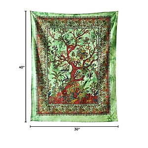 Popular Handicrafts Tapestry Tree of Life Hippie Tie dye Psychedelic Wall Hanging - Indian Maditation Gypsy Bohemian Hippy Dorm Room Decor Poster Green 30 x 40 Inch