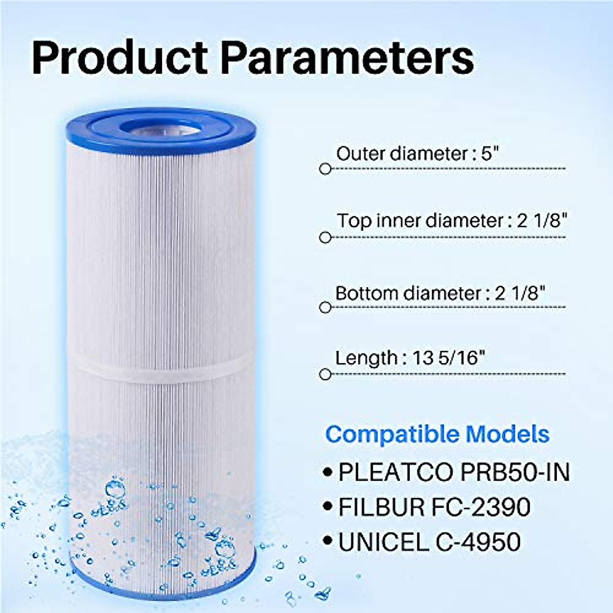 TOREAD TRF-4950 Spa Filter Replaces Unicel C-4950, Pleatco PRB50-IN, Guardian 413-212-02, Filbur FC-2390, 373045, 03FIL1600, 17-2380, Jacuzzi J210/J220/J235/J245/J275, 5X13 Hot Tub Filter, 2Pack