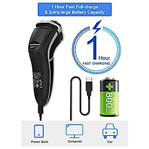 MAX-T Men's Electric Shaver - Corded and Cordless Rechargeable 3D Rotary Shaver Razor for Men with Pop-up Sideburn Trimmer Wet and Dry Painless 100-240V Black