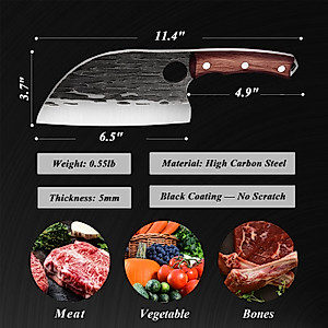 Feather Viking Serbian Chef Knife Dragon Cleaver Set Forged in Fire Boning Meat Cleaver High Carbon Steel Kitchen Cutter with Sheath for Outdoor Camping BBQ Collection Christmas Gift Men