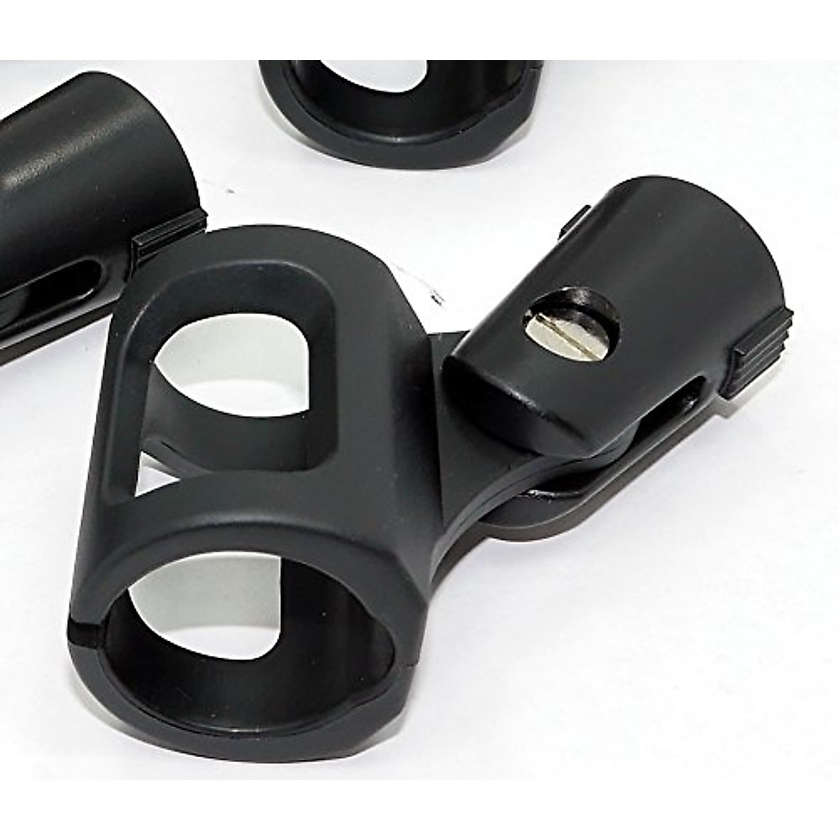 Microphone Clips, (5 Pack) Super Heavy Duty TOUR Grade Thick Wall Plastic Clips (5 PACK) Brass Threads for Stand Mount fits standard dynamic hand held microphone